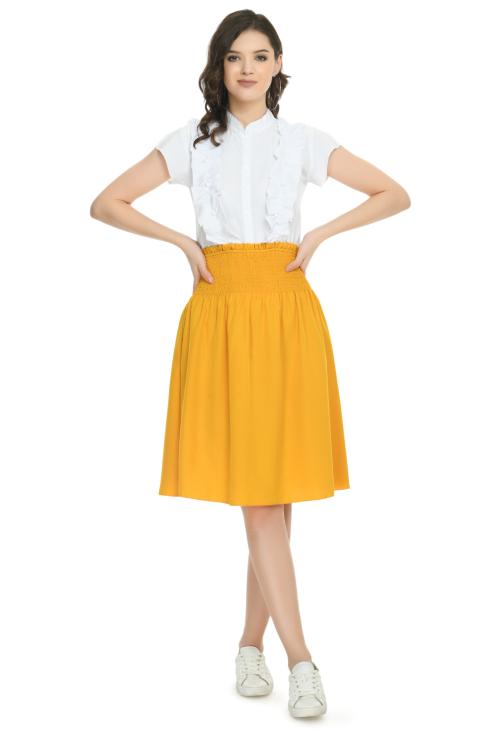 Buy MW-moti ruffled -solid-Drs-yellow-M Online at Best Prices in India ...