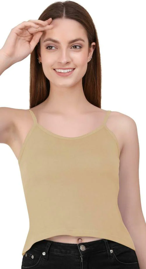 THE BLAZZE Beige Solid Cotton Women Camisole (XXL) - JioMart