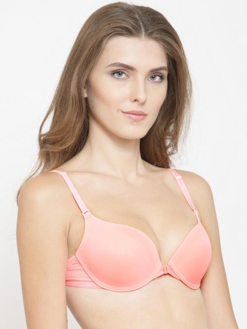 Buy Quttos Peach Solid Polycotton Push-Up Bra For Women (QT-BR-FO) Online at Best Prices in ...