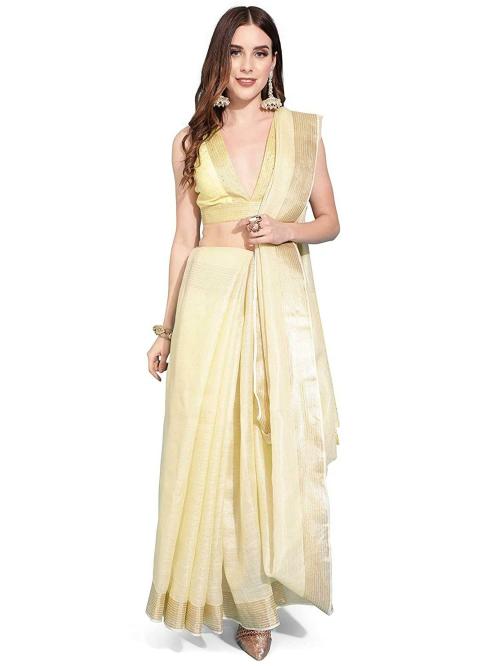 Buy Dungrani Yellow Cotton Women Saree With Blouse Pic Online at Best ...