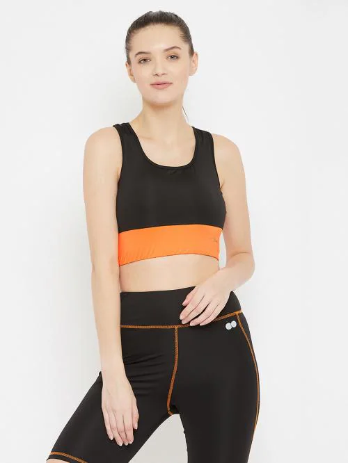 Buy Clovia Black Solid Polyamide Single Sports Bra Online at Best ...