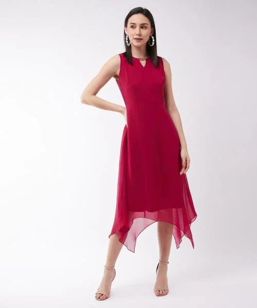 Buy Miss Chase Women Pink Solid Georgette Single Dress Online at Best ...