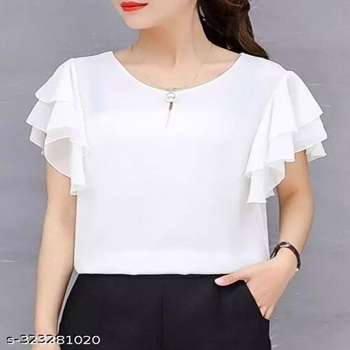 Buy Modern Yug Women Georgette White Top S Online at Best Prices in ...