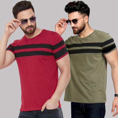 Buy VMBS PRESENT DOUBLE STRIPED - COMBO FOR MEN (MAROON,OLIVE) Online at Best Prices in India ...