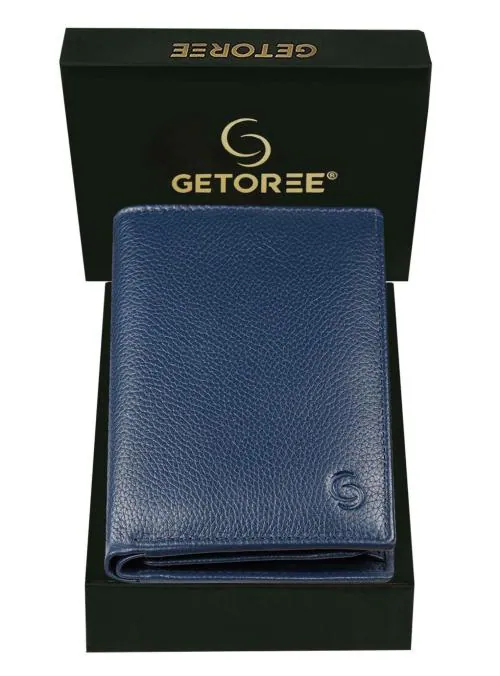 Buy GETOREE Florence Blue Genuine Leather RFID Men's Wallet I 7 Credit ...