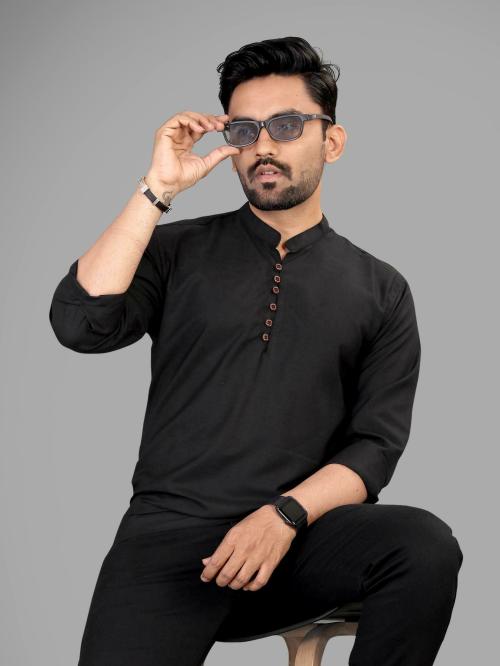 Buy SOPANI Men Solid Straight Kurta (Black) Online at Best Prices in India - JioMart.