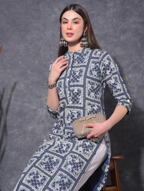 Buy Mamoose Women's BLUE Colour Kurti Online at Best Prices in India ...