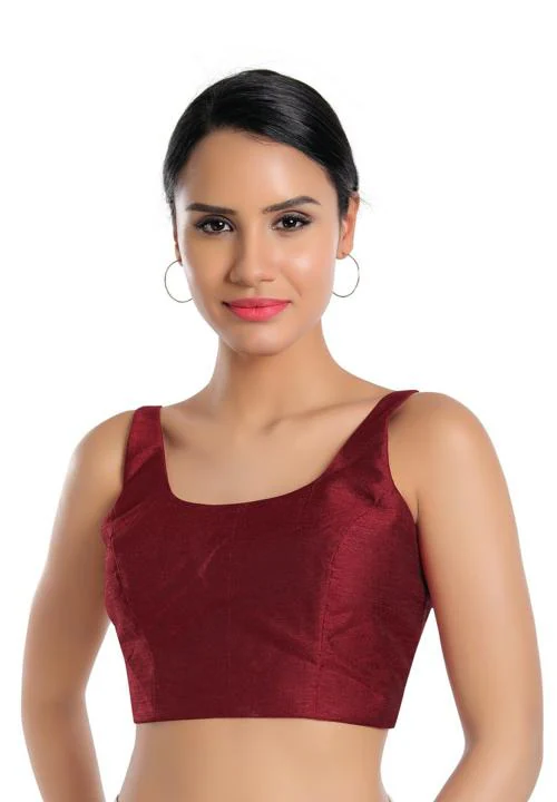 Buy Salwar Studio Women's Maroon Art Silk Back Open Readymade Saree ...