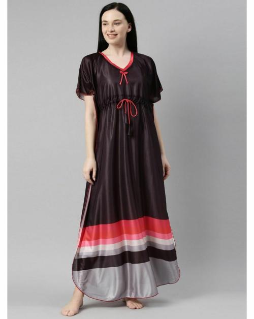 Buy BAILEY SELLS Women Black Satin Blend Nighty - Free Size | Free Size ...