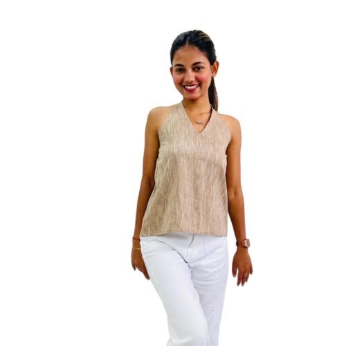 Buy KAJRAKH Brown Halter Neck Cotton Khadi for Girls and Women Online ...