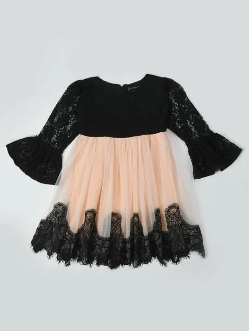 Buy Bella Moda Girls Fit and Flair Solid 3/4 Sleeve Party Wear Dress ...