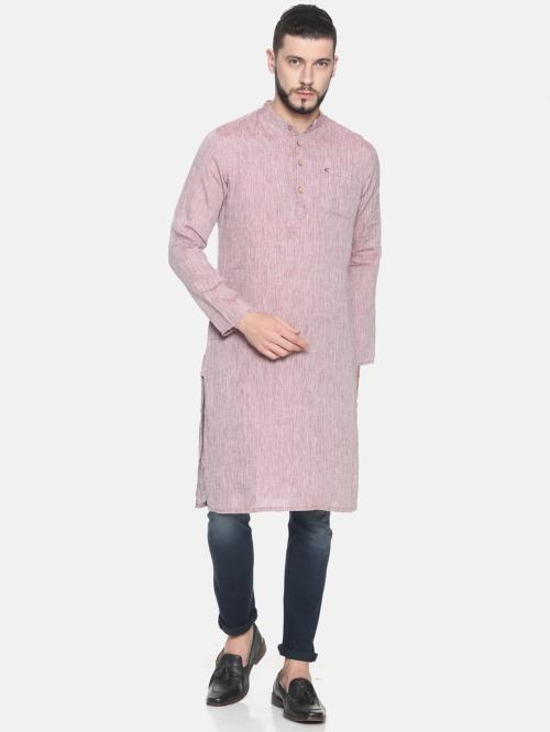 Buy Ecentric Men maroon colour slim fit hemp long kurta Online at Best ...