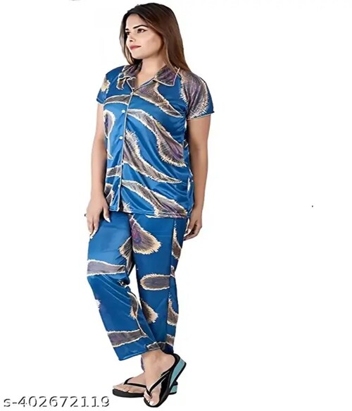 Buy LRT rending Printed Stretchable Satin Night Suit/Shirt Pajama ...