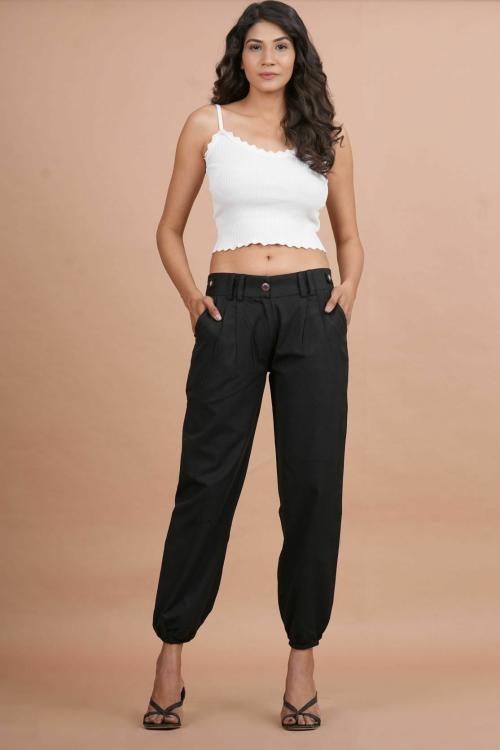 Buy Mirayya Women Solid Print Pure Cotton Trouser With Pocket Summer ...