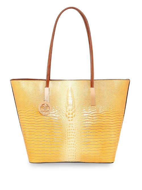 Buy ESBEDA Mustard Color Crocodile Textured Printed Handbag For Women ...