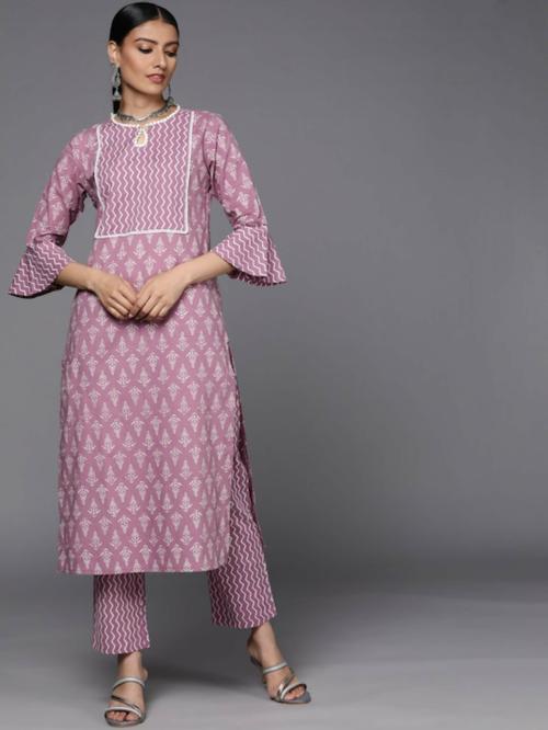 Buy Varanga Women Printed Kurta Set Paired With Printed Pant Online at ...
