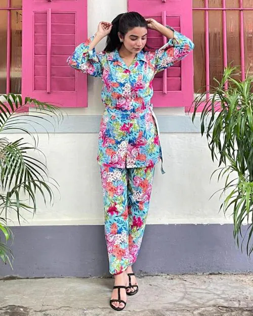 Buy LEELI PEERI DESIGNER Women Floral Print 2-Piece Co-Ord Set Online ...