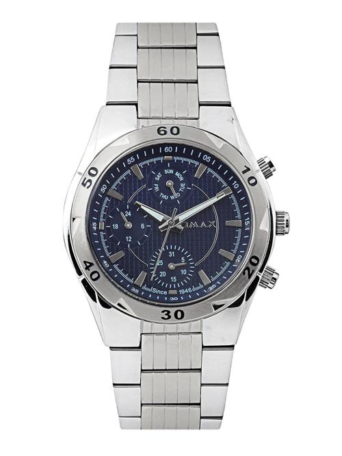 Buy OMAX Analog Silver Watch Blue Dial With Silver Strap for Men ...