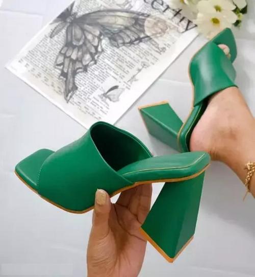 Buy K KOMMY FASHIONS Stylish Triangle Heels Sandal For Women Green ...