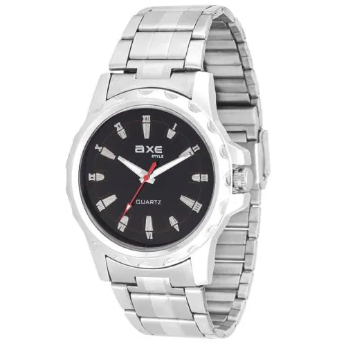 Buy Axe Style Analog Black Dial Silver Strap Watch for Men (X0137CB ...