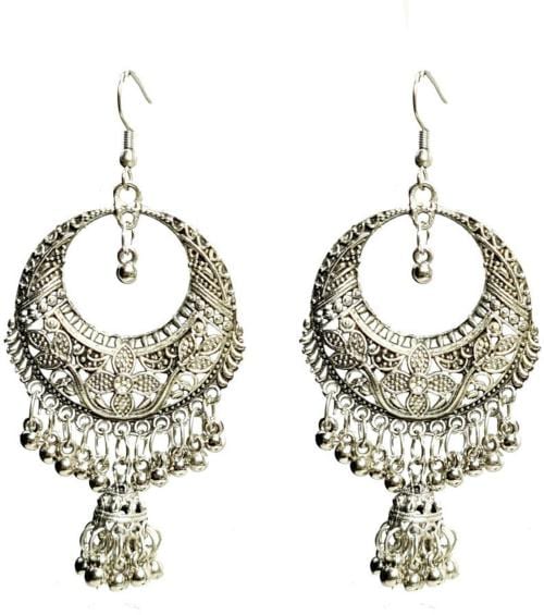 Buy Art Sundari Silver-Plated Alloy Flower Ring Handmade Jhumki Earring ...