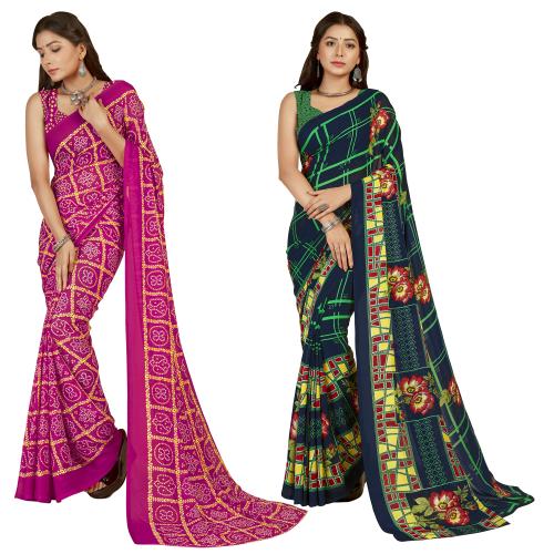 Buy Anand Women Multicolor5 Self Design Pattern Georgette Pack of 2 ...