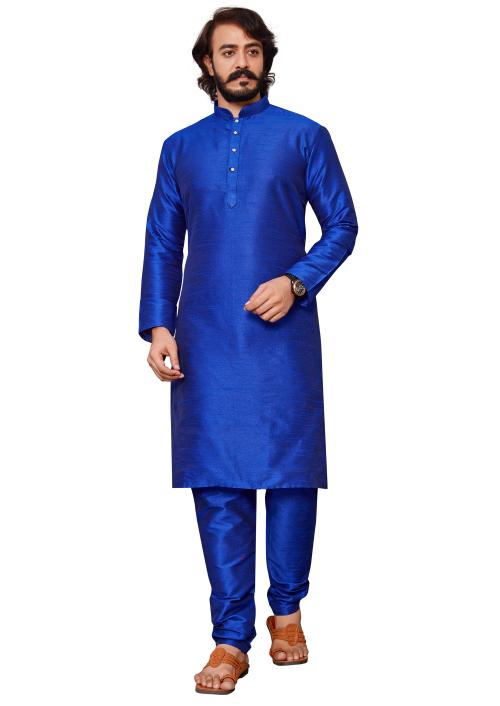 Buy EARTH ART SILK SELG DESIGN KURTA FOR MENS DARK BLUE XXL Online at ...
