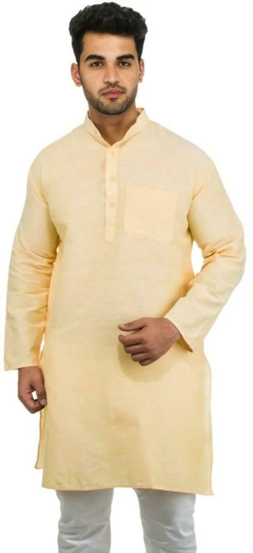 Buy DESHBANDHU KHADI Men Beige Solid Khadi Cotton Kurta (XXL) Online at ...