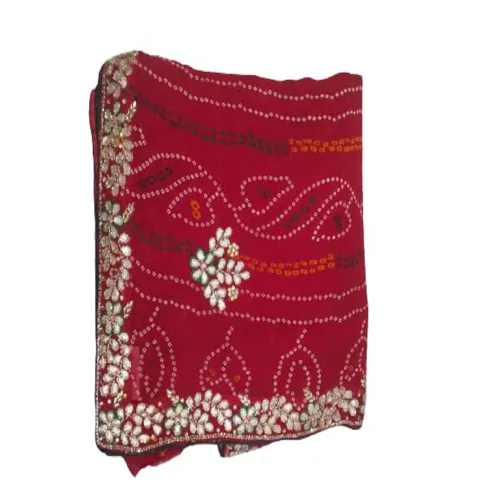 Buy FASHION MOODS Jaipuri Handwork Bandhej (Bandhani) Heavy Georgette ...
