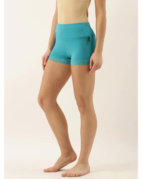 Buy ZEBU Turquoise Blue Womens Casual Single Shorts Online at Best ...