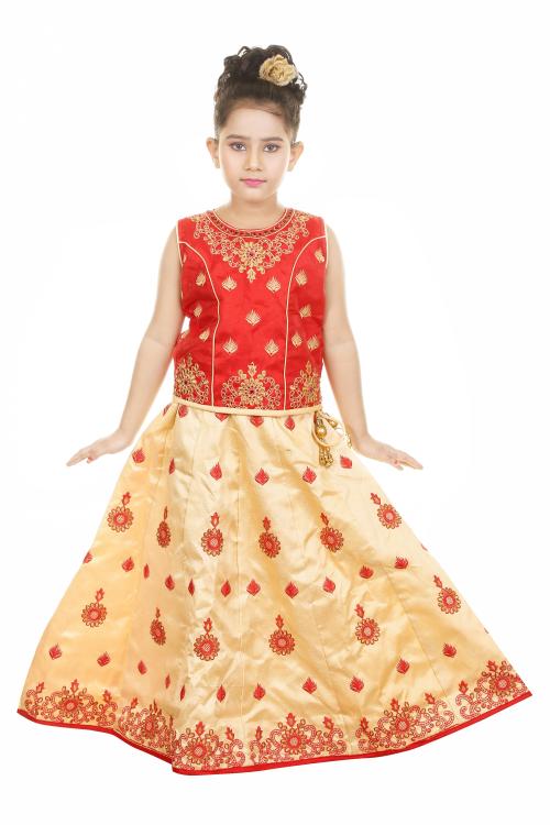 Buy Burbn Girls Party Wear Lehnga Choli Set Beige Online at Best Prices ...