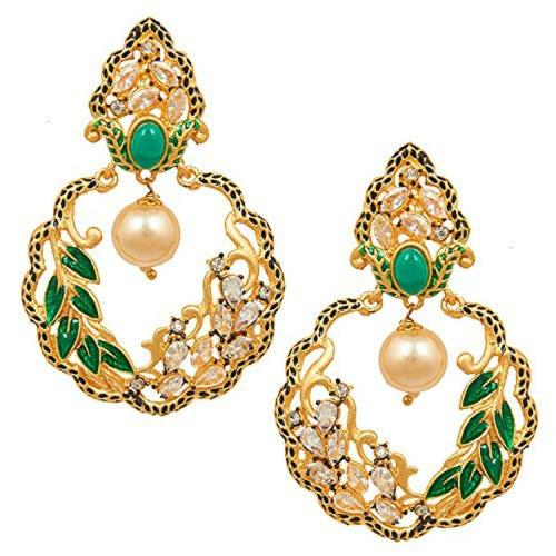 Buy G@vki Gold Plated Leaf Chandbali Earring for (Women) Online at Best ...