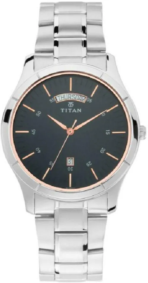 Buy Titan Black Dial Silver Strap Analog Watch For Men - (1767SM02 ...