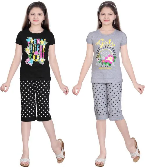 Buy SINI MINI Half Sleeve Multicolor38 Girls Casual Pack of 2 Nightsuit ...