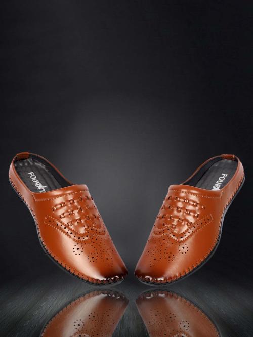 Buy Four Star Truck Sales Men Tan Synthetic Mules - 6 Online at Best ...