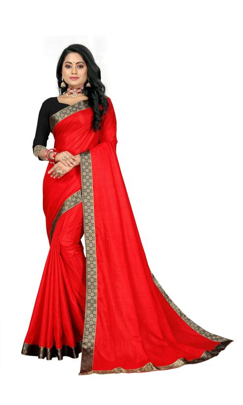 Buy NOPSE Women's Dola Silk Lace Work Plain Saree (Gargi red) Online at ...