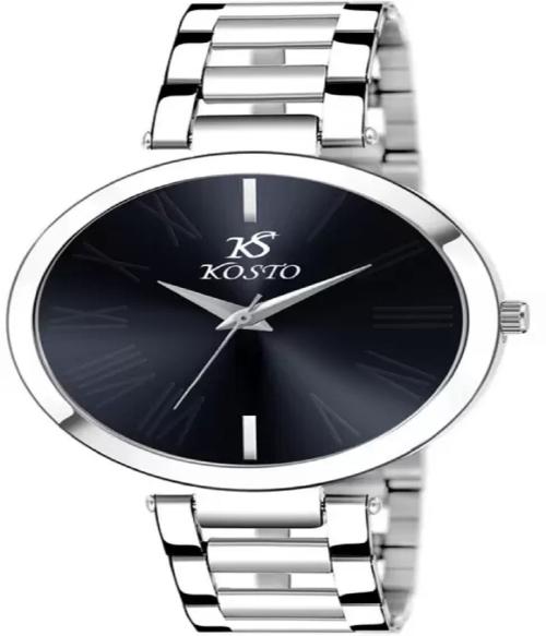 Buy Kosto Analog Black Dial Silver Strap Watch For Men l Casual l ...