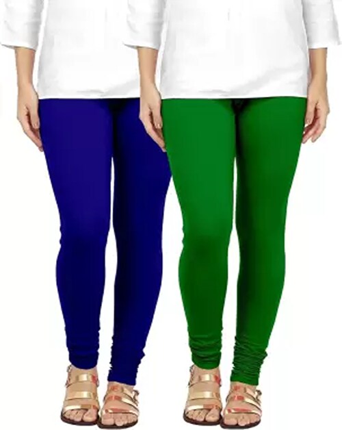 Buy BMINO Churidar Ethnic Wear Legging (Blue, Green, Solid) Online at Best Prices in India ...