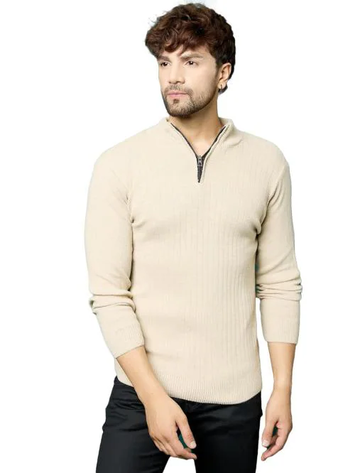 Buy Kvetoo Men High Neck Zipper Full Sleeve Woolen Winter Sweater ...