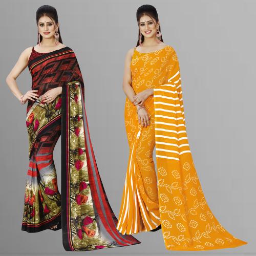 Buy Anand Women Multicolor8 Self Design Pattern Georgette Pack of 2 ...