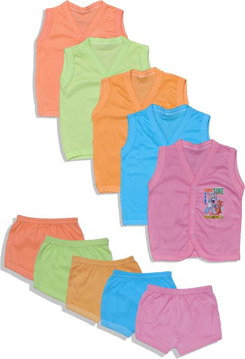 Buy HUXX Baby Boys and Baby Girls Multicolor Printed Cotton Blend Vest ...