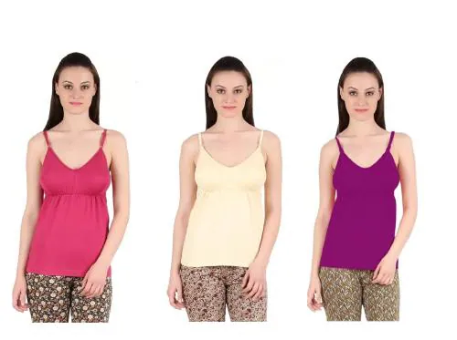 Buy GMR Women's Cotton Non-Padded Bra camisole Pack of 3 (Multicolored ...