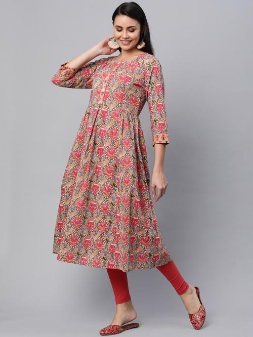 Buy Kami Kubi Women Printed Pink Cotton Kurta (S) Online at Best Prices ...