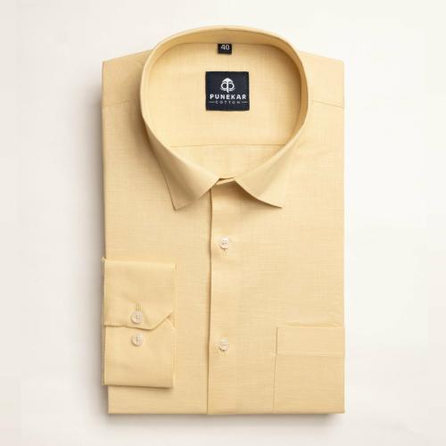 Buy Punekar Cotton Cream Color Solid Pure Cotton Shirt For Men XL ...