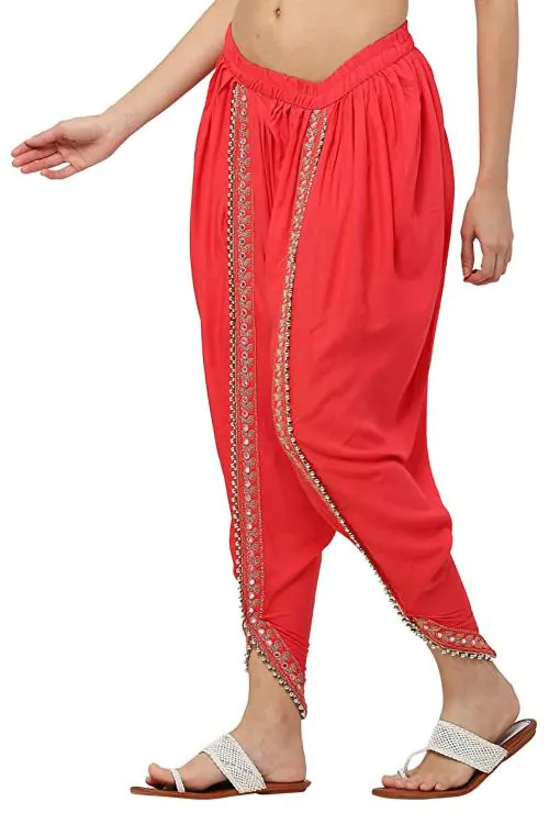 Buy ALAXENDER Solid Color Ankle Length Punjabi Dhoti Free Size (28 till 32) RED Online at Best ...