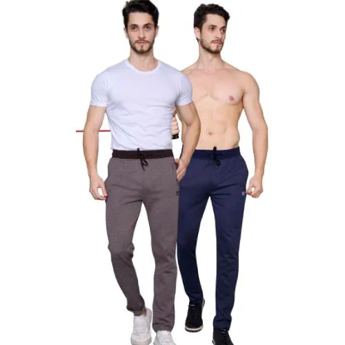 Buy Safayer Classy Longer track Pants for men-Blue& Coffee Pack of 2 ...