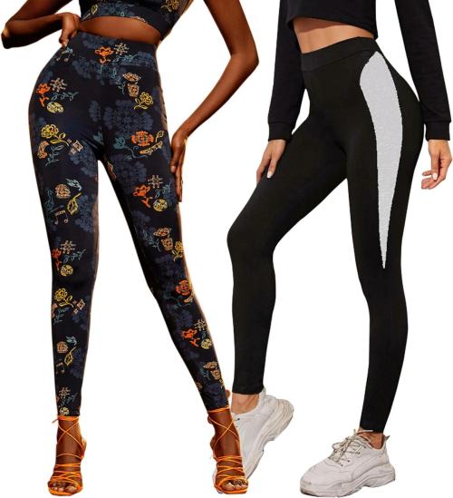 Buy ALISBA Women Multicolor Printed Lycra Blend High Rise Jeggings (M ...