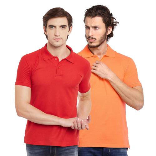 Buy Fastoche Men Red,orange Polo Tshirt (Pack Of 2) Online at Best ...