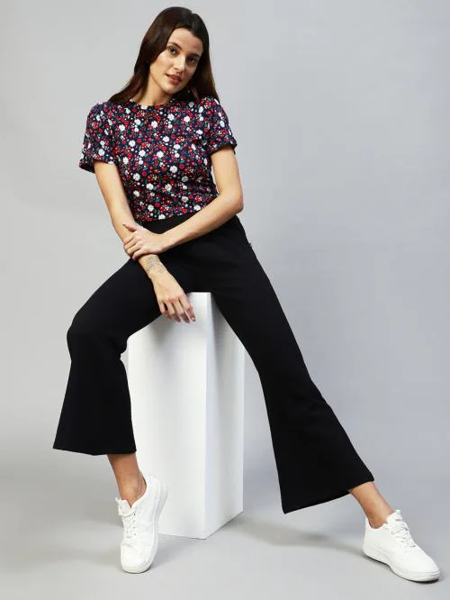 Buy Rigo Women Black Bell Bottom Trouser Online at Best Prices in India ...