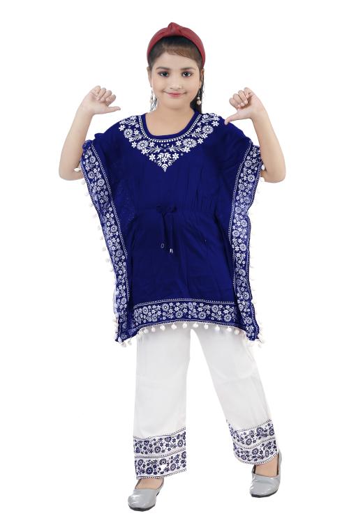 Buy Burbn Girls Kaftan and Palazzo set Navy Online at Best Prices in ...